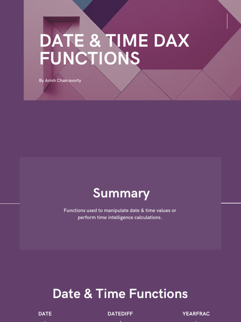 DATE & TIME DAX FUNCTIONS | PDF | Computing