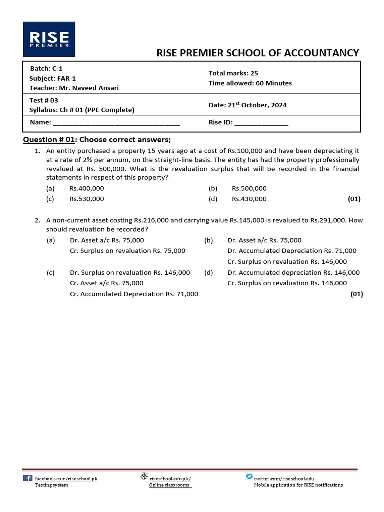 Test # 03 | PDF | Depreciation | Balance Sheet