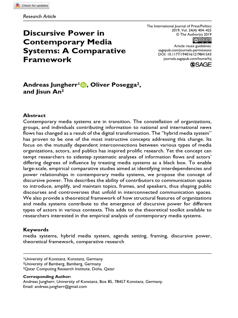 Discursive Power in Contemporary Media System | PDF | News | Discourse