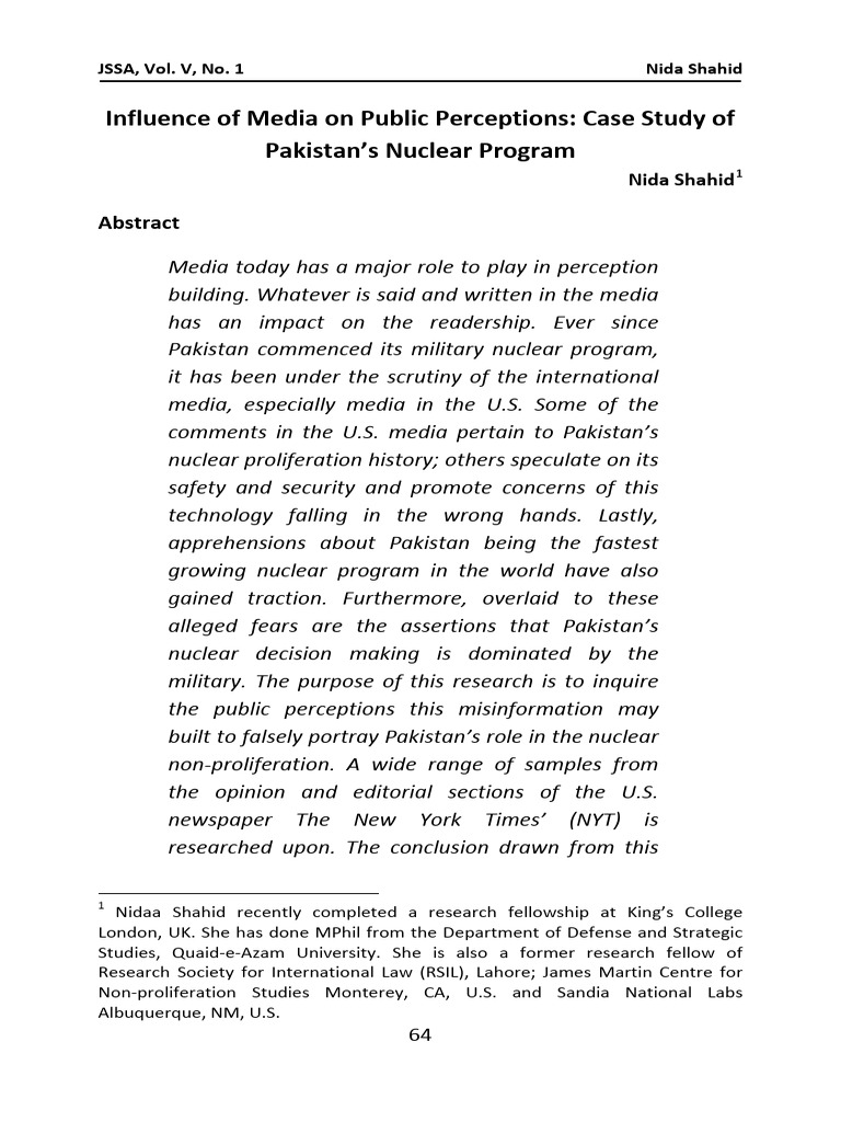 Influence of Media on Public Perceptions | PDF | Nuclear Program Of ...