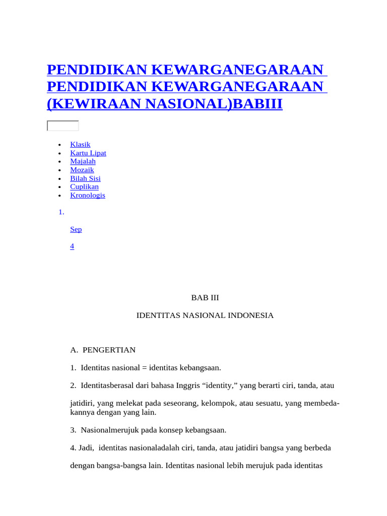 Pendidikan Kewarganegaraan Pendidikan Kewarganegaraan | PDF