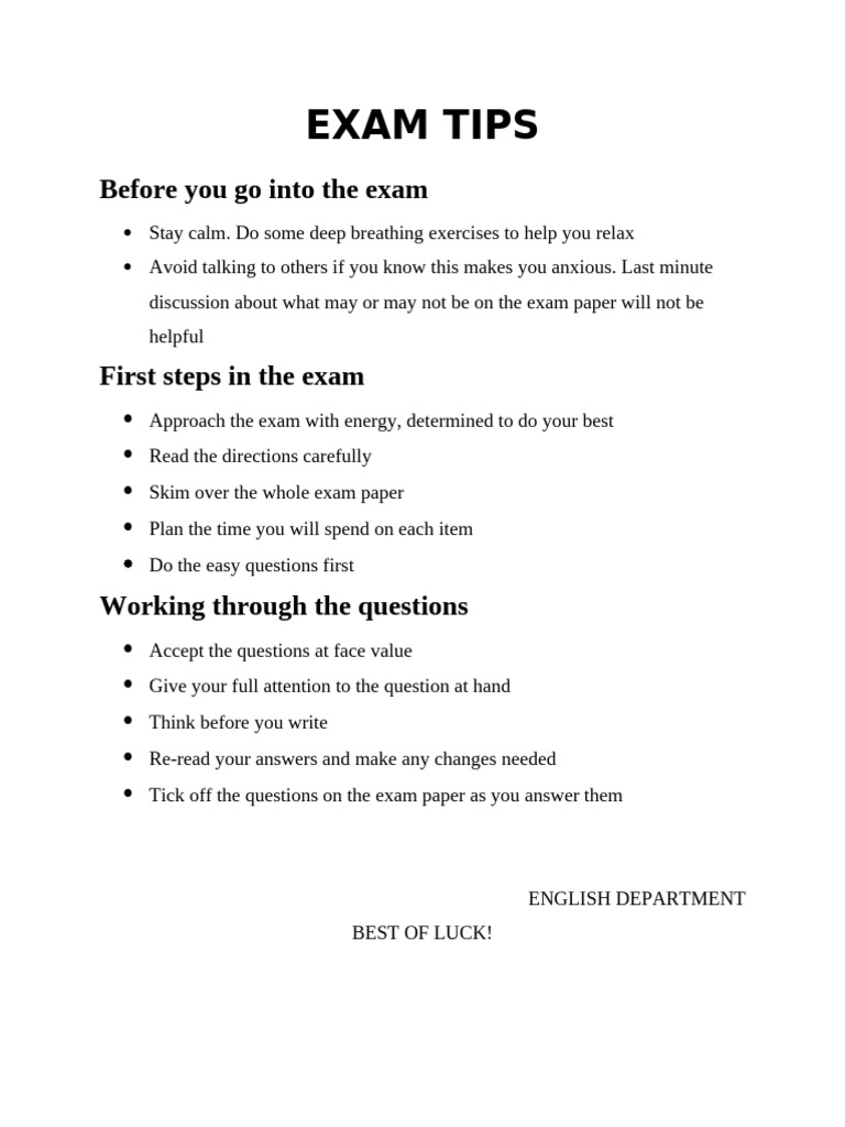 Exam Tips | PDF