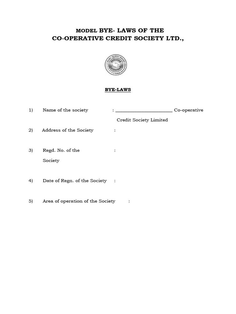 Model Bylaws of Credit Societis 1964 05.10.2020.pd. | PDF | Loans | Payments