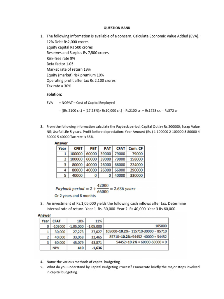 AFM QUESTION BANK | PDF | Depreciation | Net Present Value