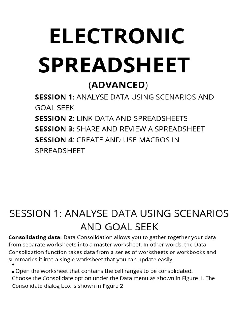 Electronic Spreadsheet | PDF