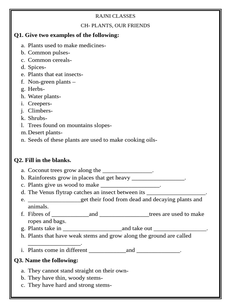 Types of Plants and Their Uses | PDF