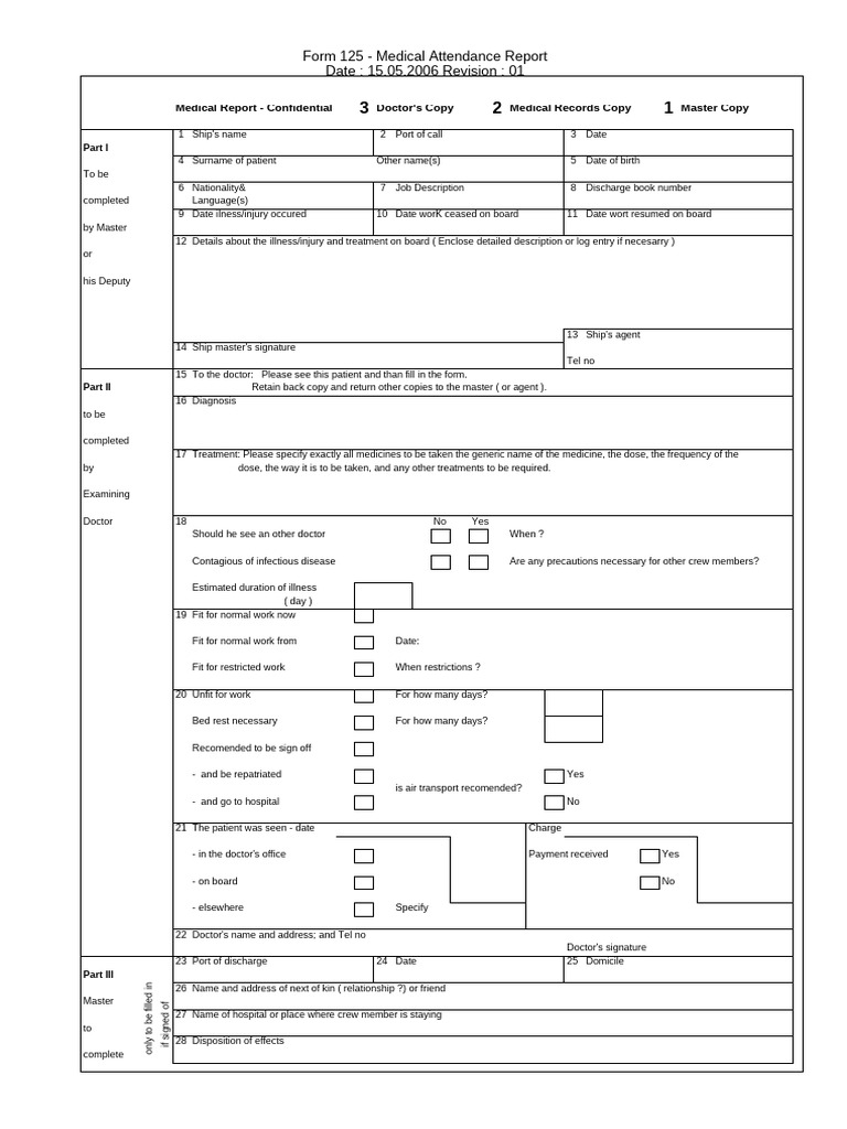Maritime Medical Report Form | PDF | Physician | Infection