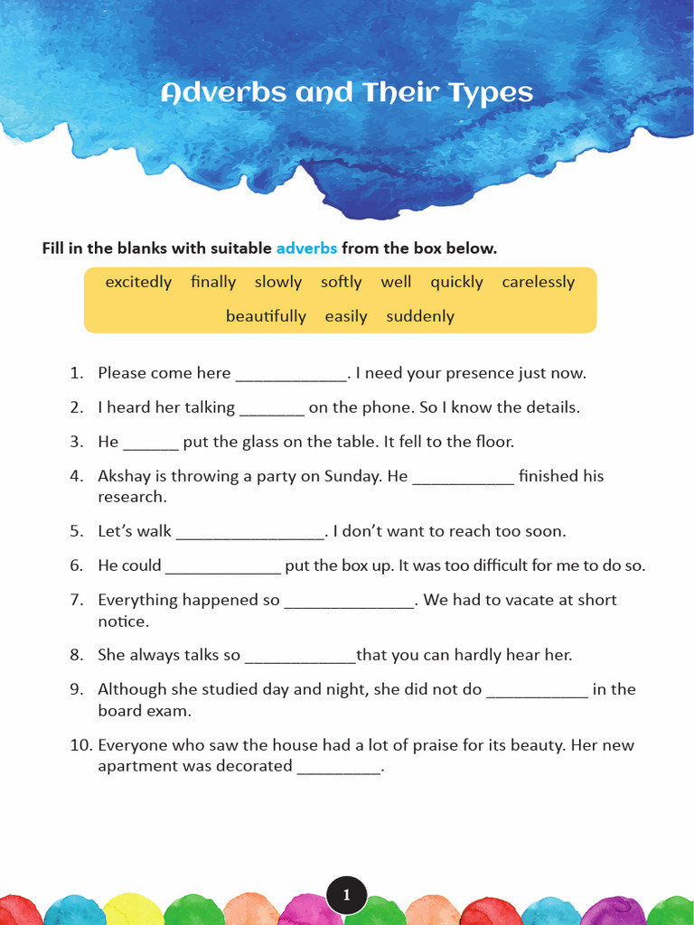 Adverbs and Their Types - 1 | PDF