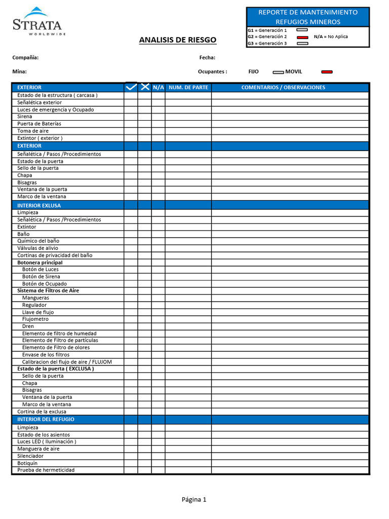 Seg-Dge-58 Check List de Condiciones Refugio Minero | PDF