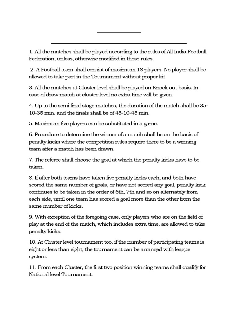 Football Tournament Rules Overview | PDF | Association Football ...