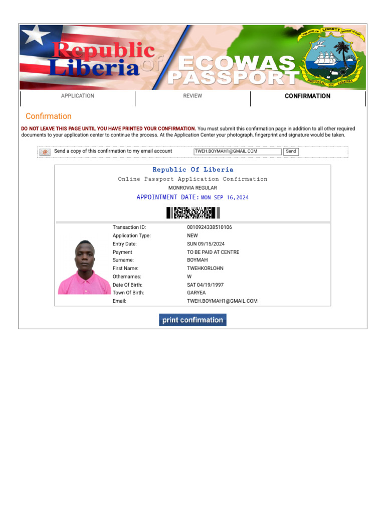 Passport Confirmation | PDF