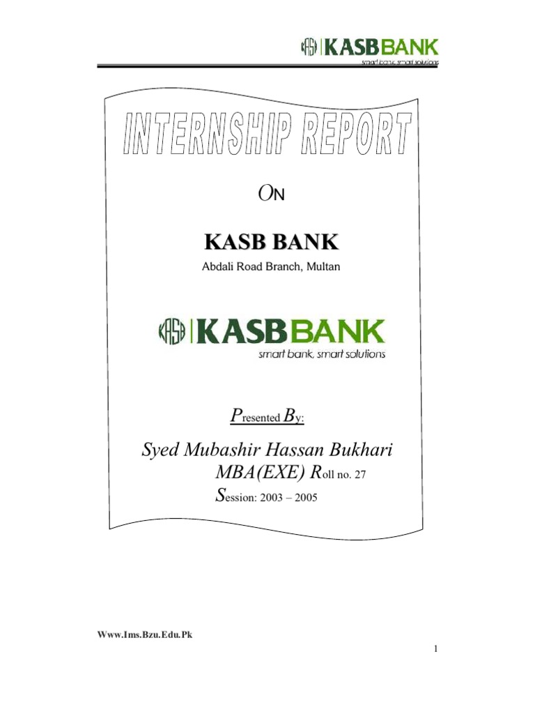 KASB Bank Report | PDF | Letter Of Credit | Cheque