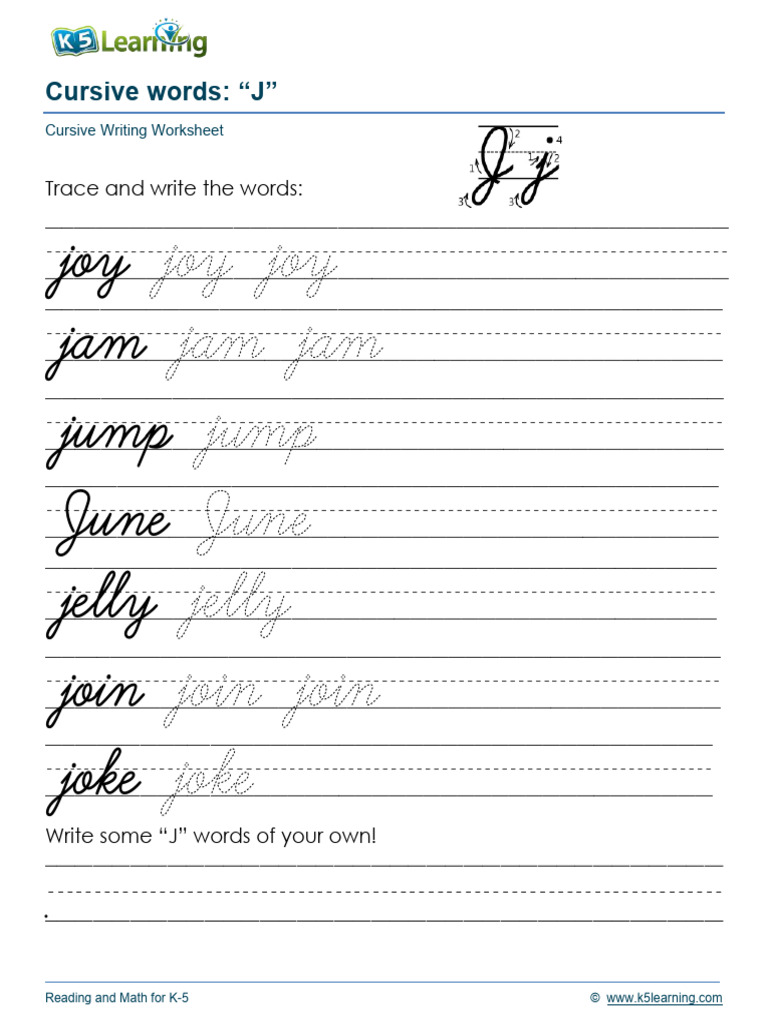 Handwriting Practice Words JJ Printable | PDF