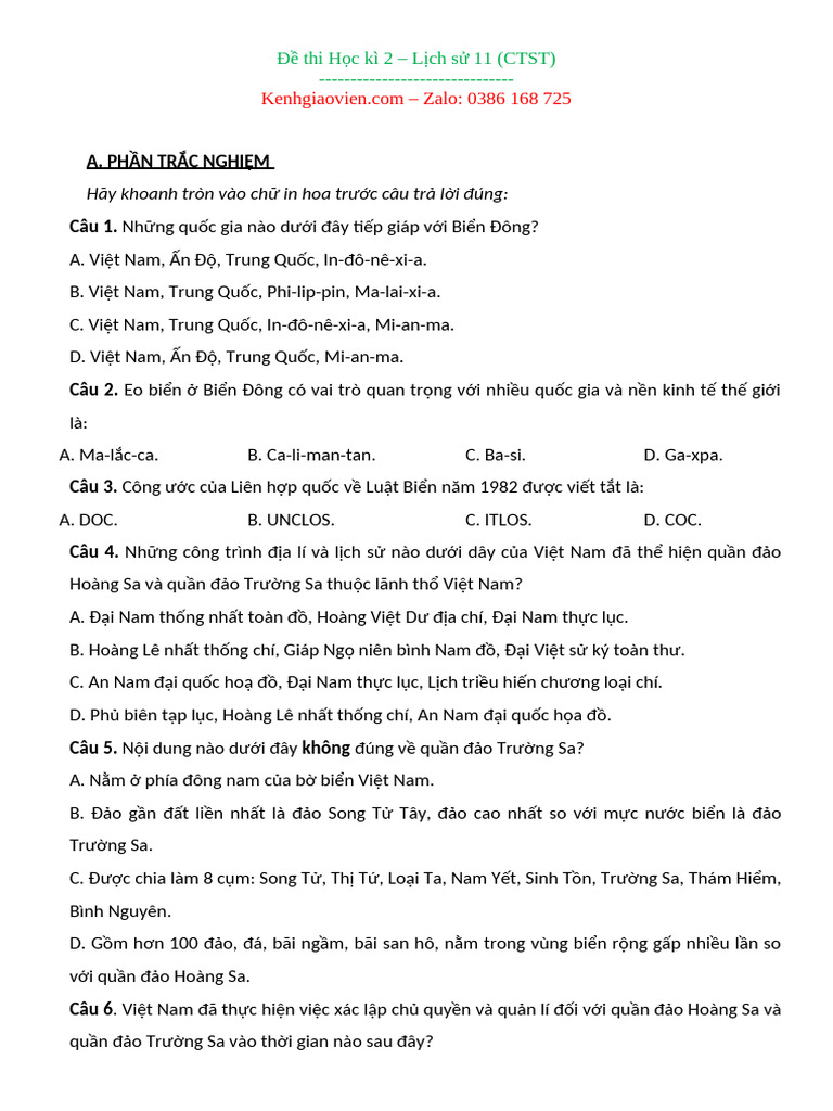De Thi Hk2 de So 2 Lich Su 11 CTST | PDF