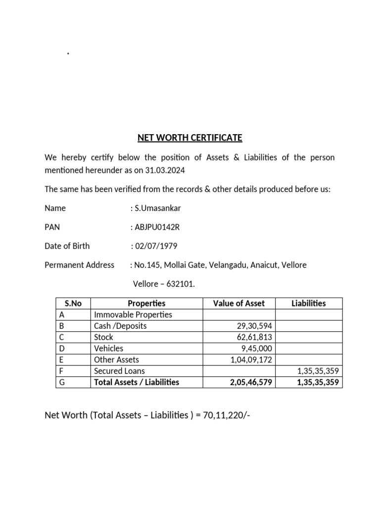 Net Worth Certificates Summary | PDF | Net Worth | Liability (Financial ...