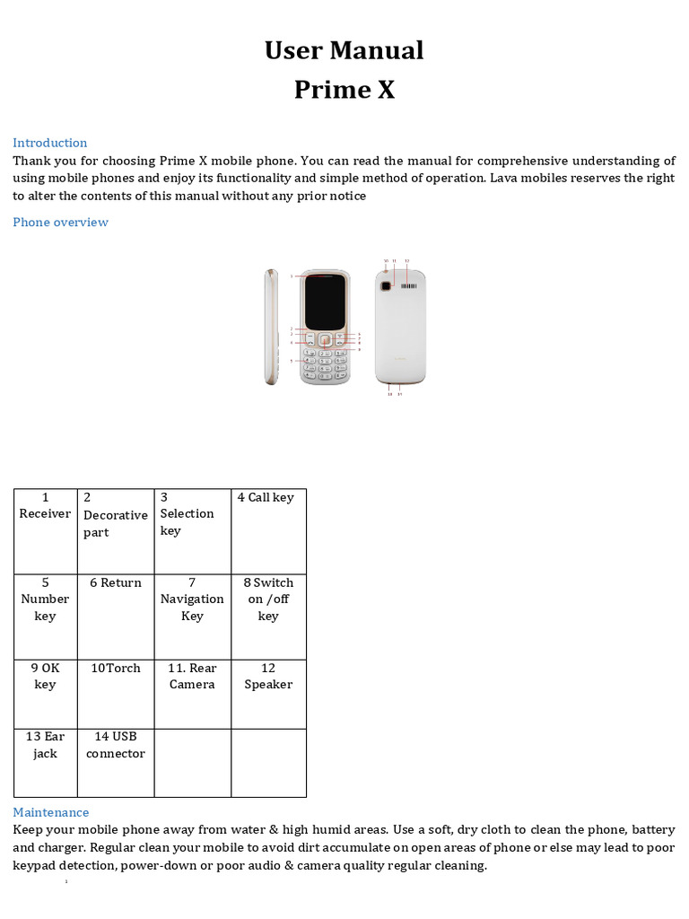 user-manual-prime-x | PDF | Bluetooth | Mobile Phones