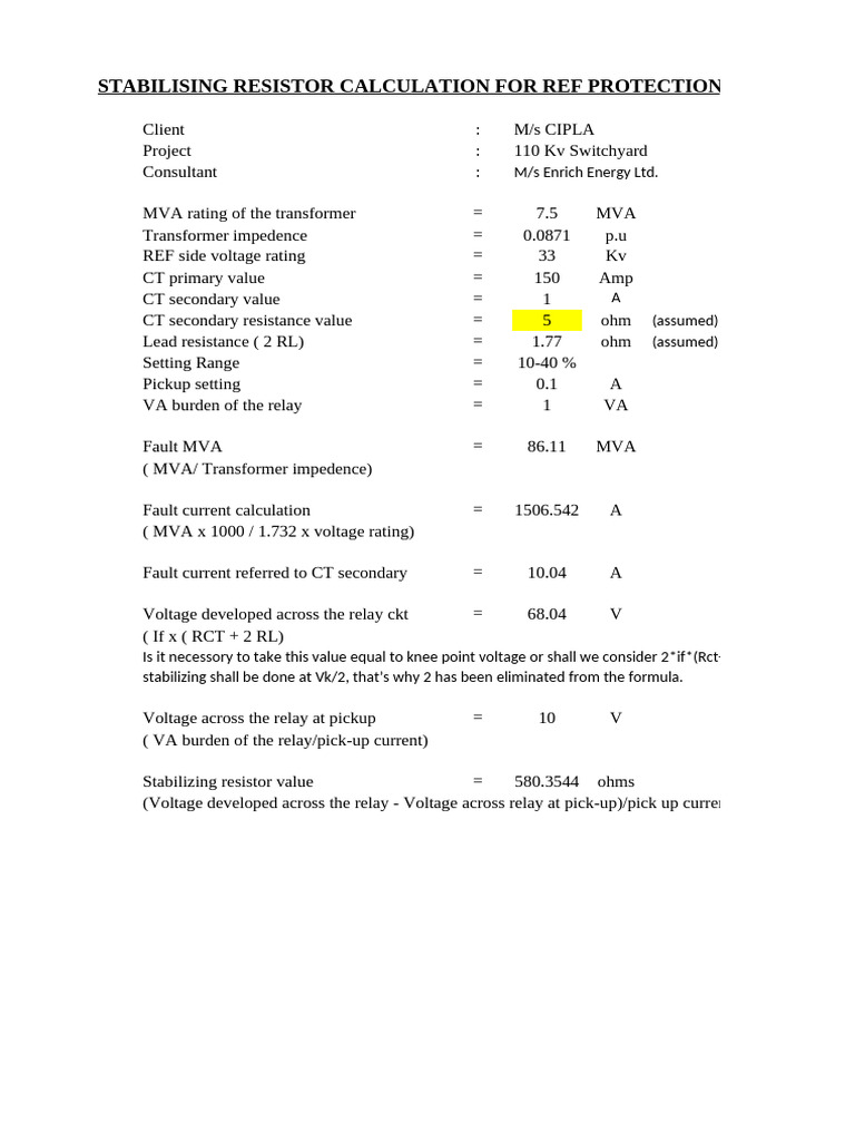 Calculation of Stabilizing Resistor For REF (LV) | PDF | Electrical ...