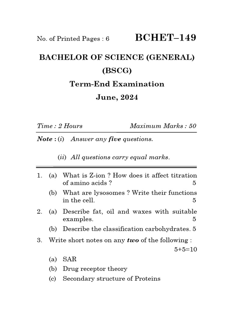 BCHET-149 | PDF | Proteins | Enzyme