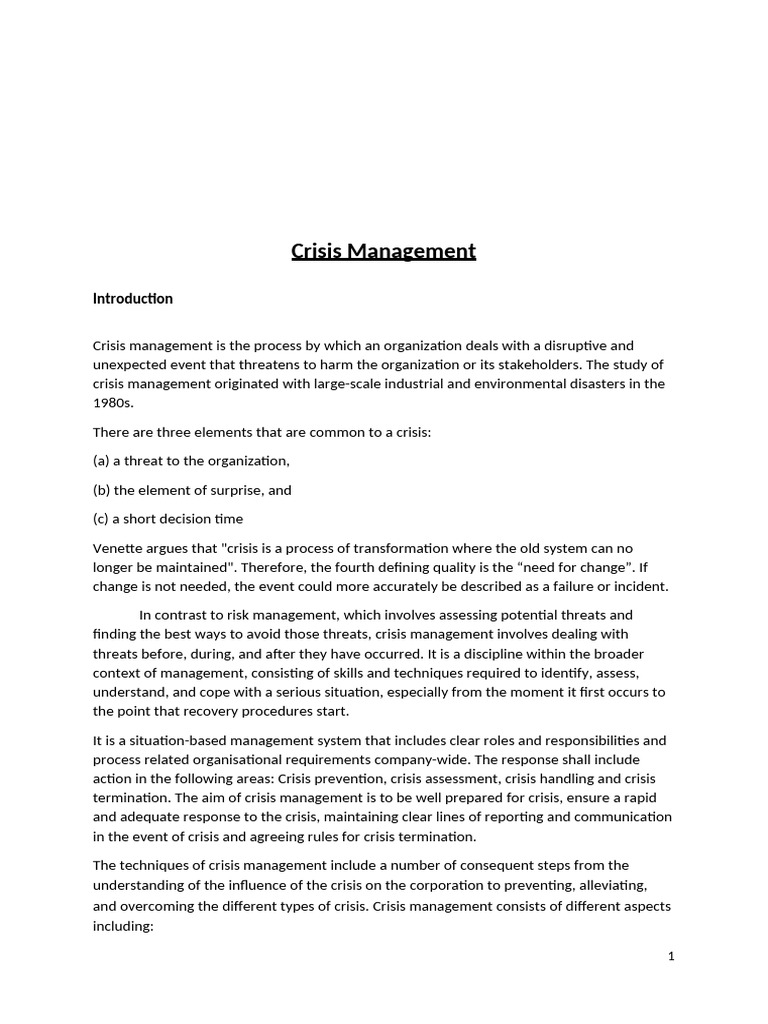 Effective Crisis Management Strategies | PDF | Crisis Management | Risk