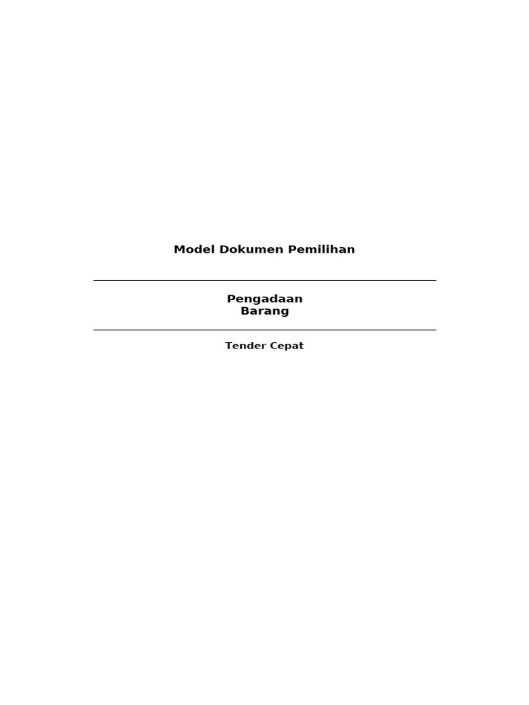 Panduan Dokumen Tender Cepat 2023 | PDF