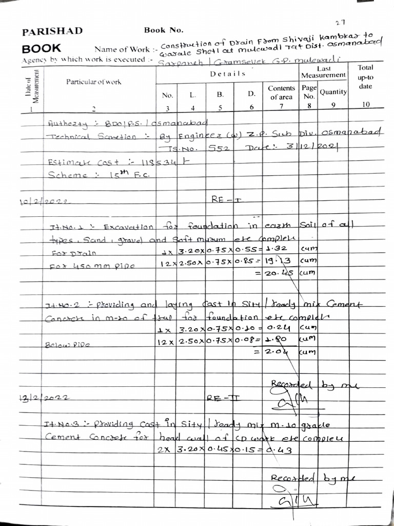 Construction Measurement Records | PDF