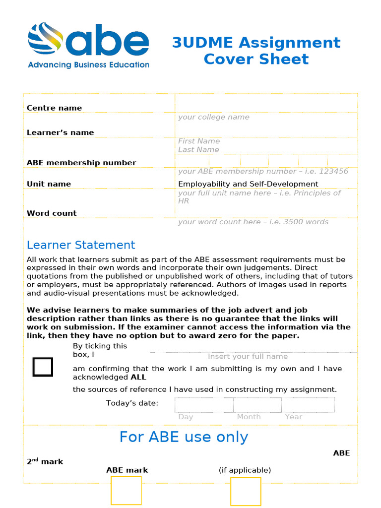 ABE Assignment Submission Guide | PDF