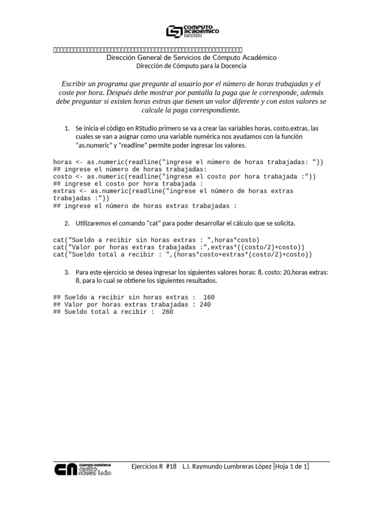 18 Ejercicios R | PDF