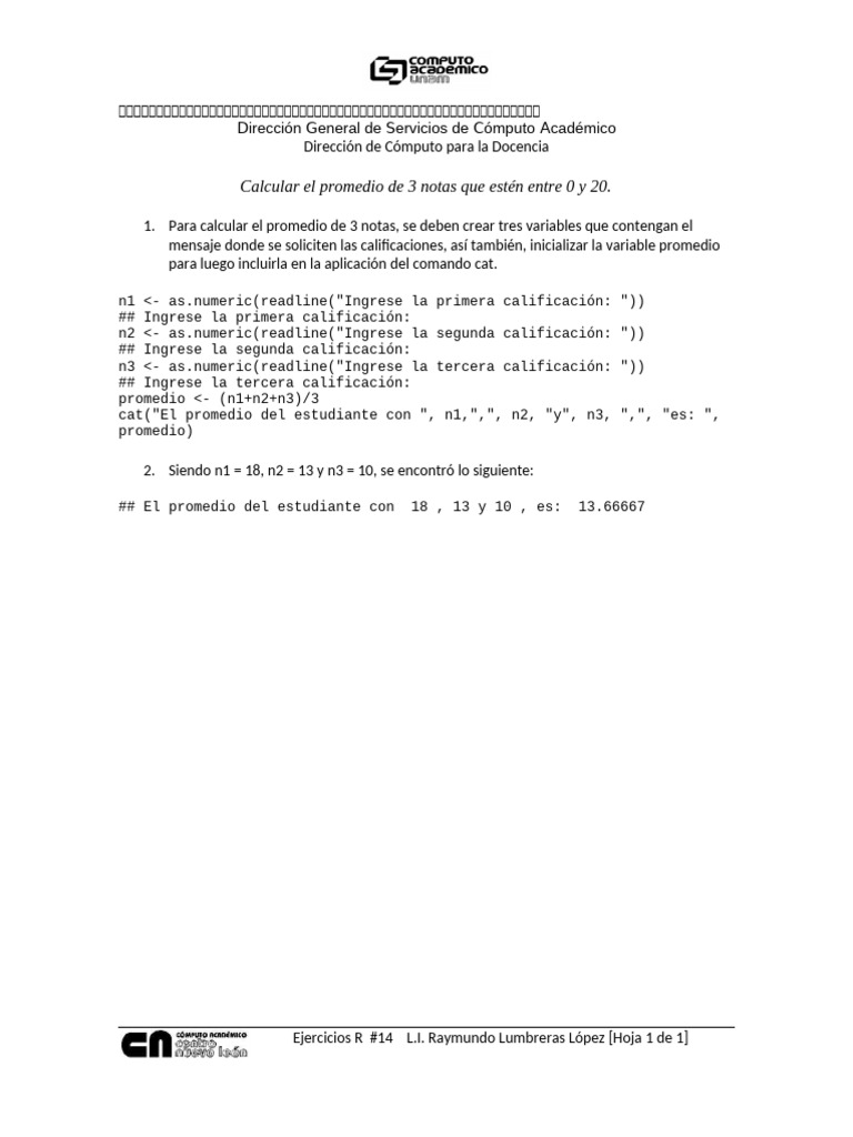 14 Ejercicios R | PDF