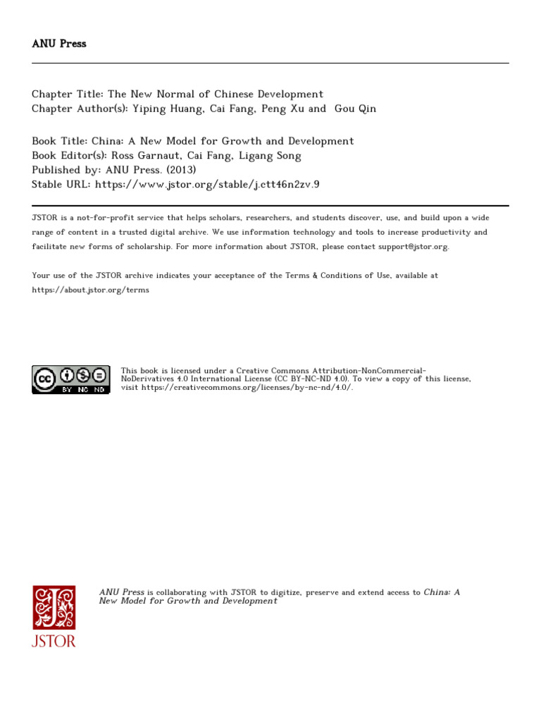 Chapter Title-The New Normal of Chinese Development | PDF | Economic ...