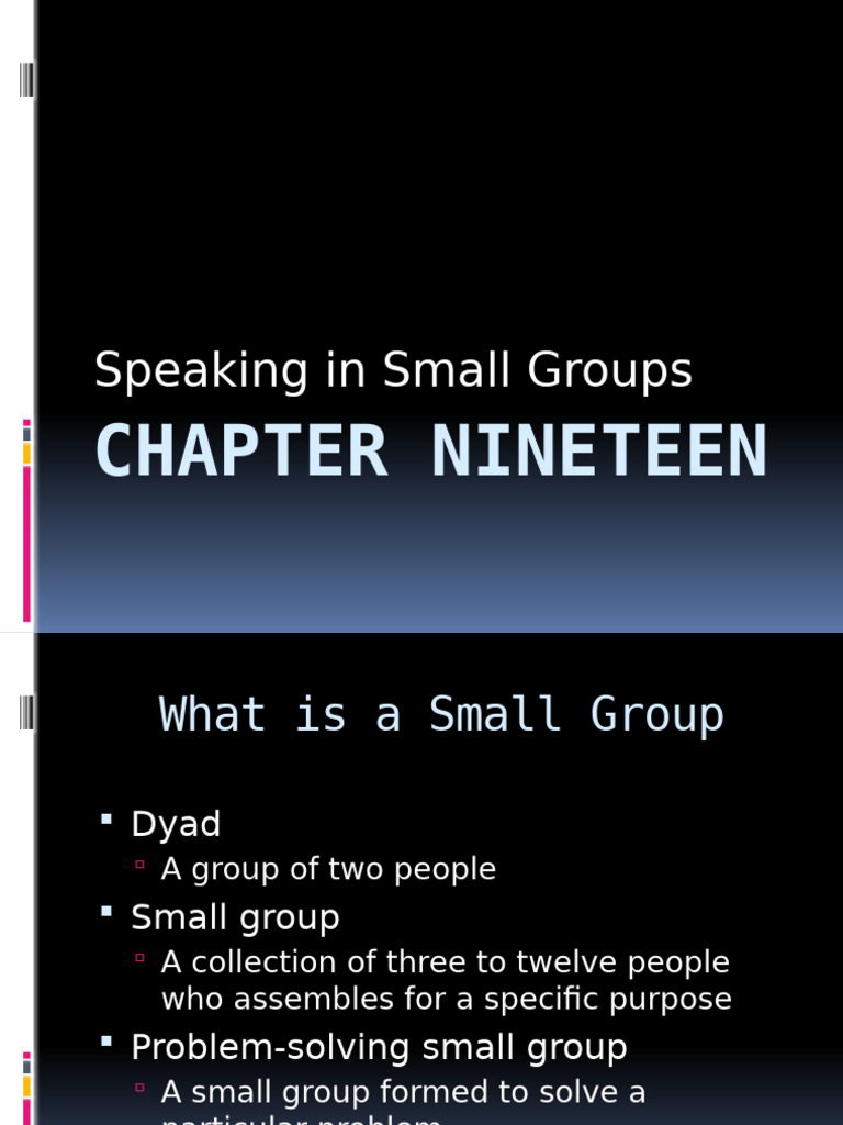 Chapter 19 Speaking in Small Groups | PDF | Leadership | Brainstorming