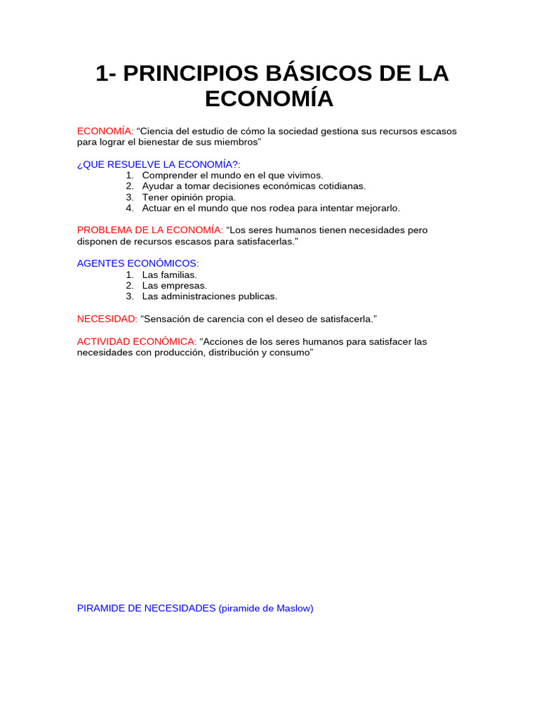 Tema 1 - Principios Básicos de La Economía | PDF | Bienes | Ciencias económicas