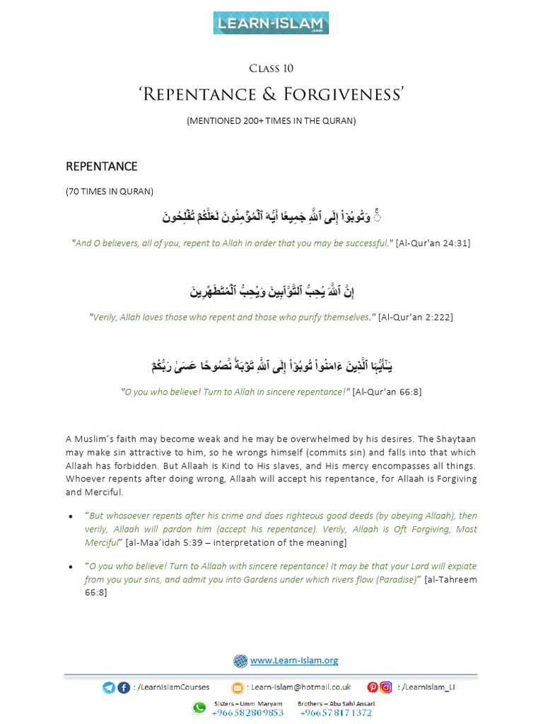 Repentance in Islam: Quranic Insights | PDF | God In Islam | Sin