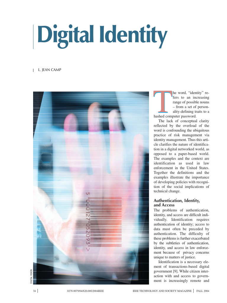 Digital Identity | PDF | Authentication | Biometrics