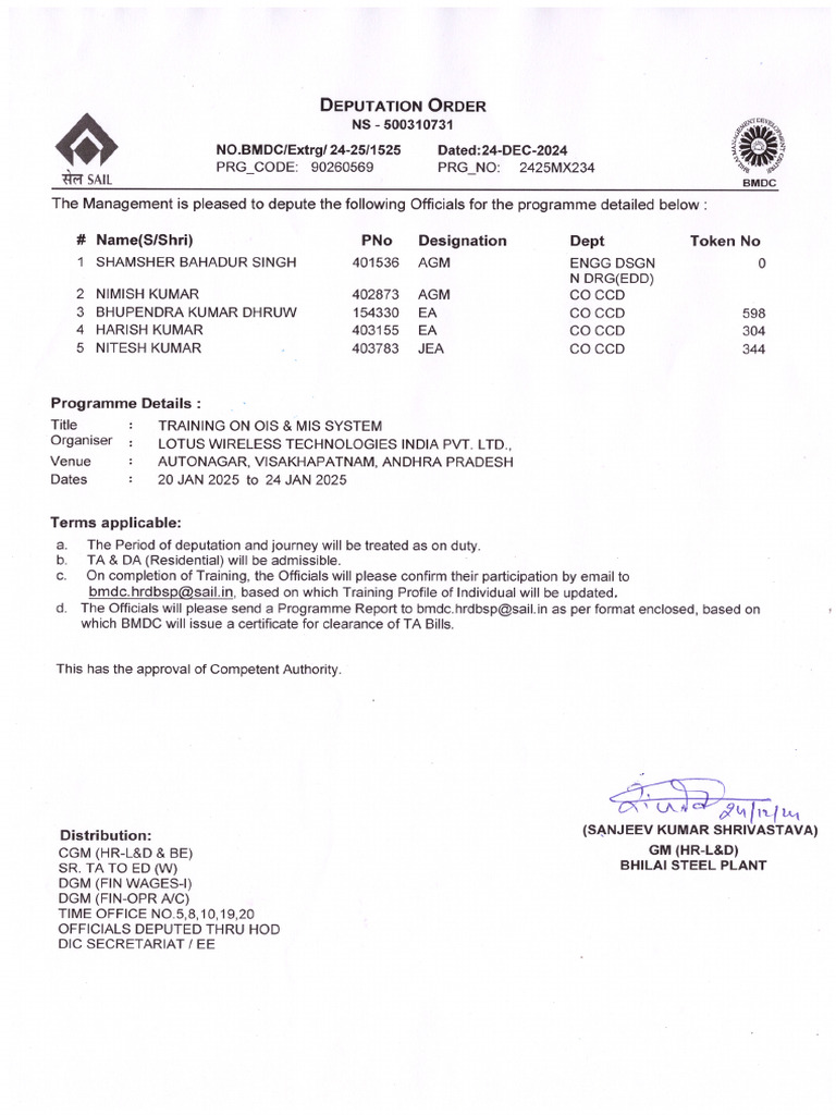 DEPUTATION ORDER 2425MX234 | PDF