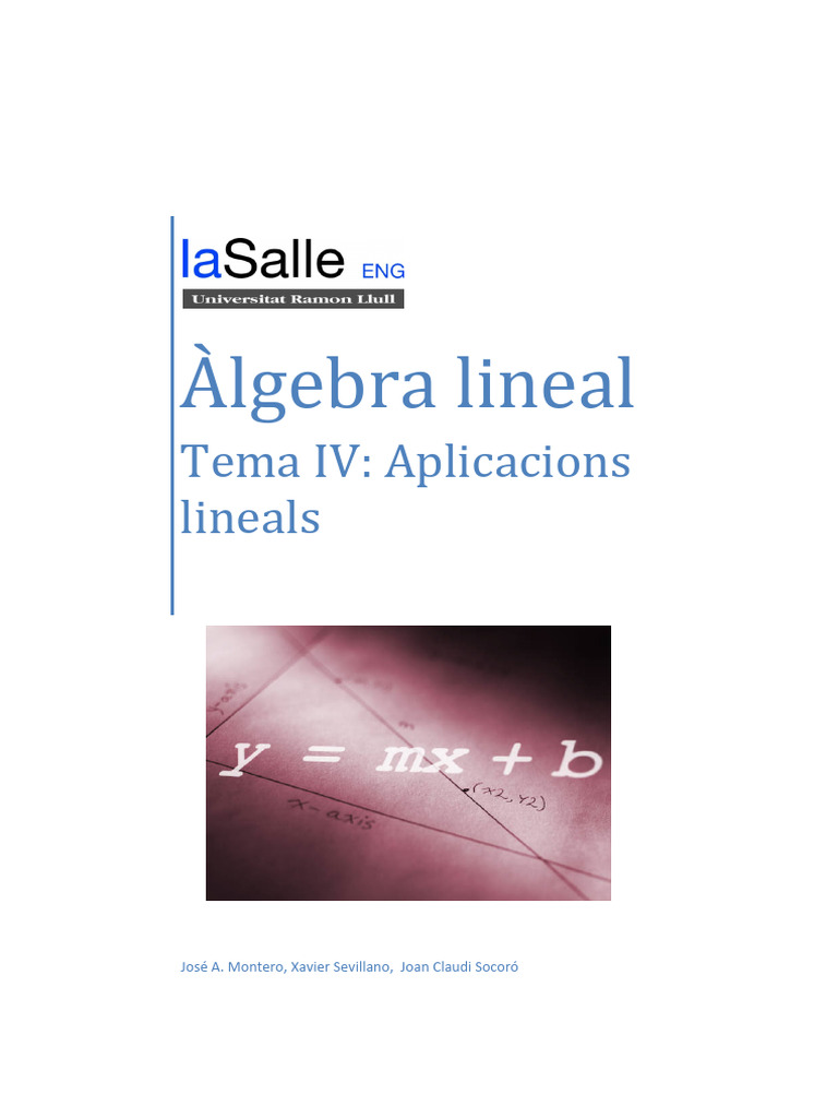 Algebra lineal - Tema IV Aplicacions lineals | PDF