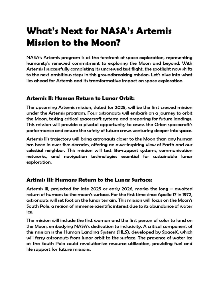 Future of NASA's Artemis Missions | PDF | Nasa | Moon