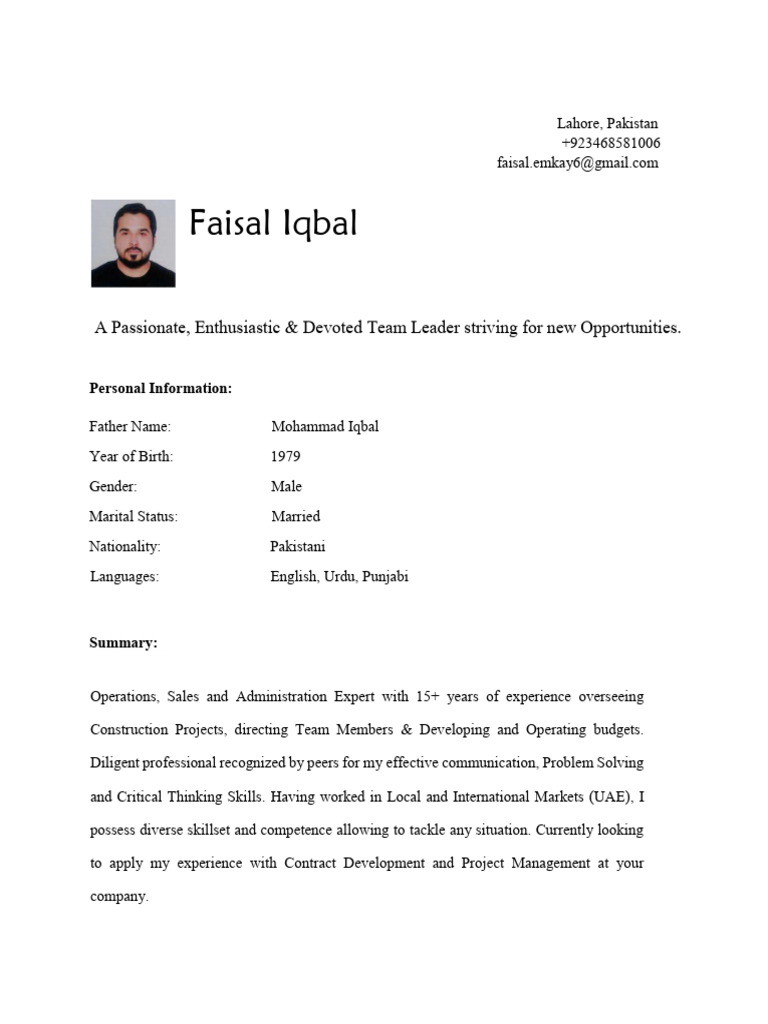 faisal iqbal curriculum vitae... (1) | PDF | Islamabad | World Politics