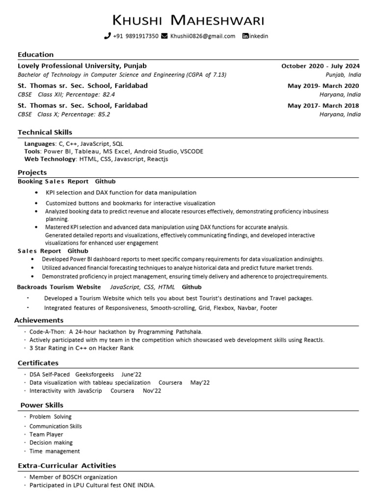 Khushi cv | PDF | Information Technology | Computing