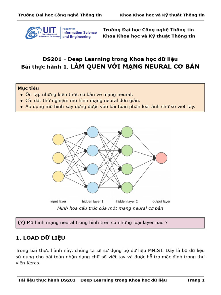BÃ i thá»±c hÃ nh 1. LÃ m quen vá» i máº¡ng neural cÆ¡ báº£n | PDF