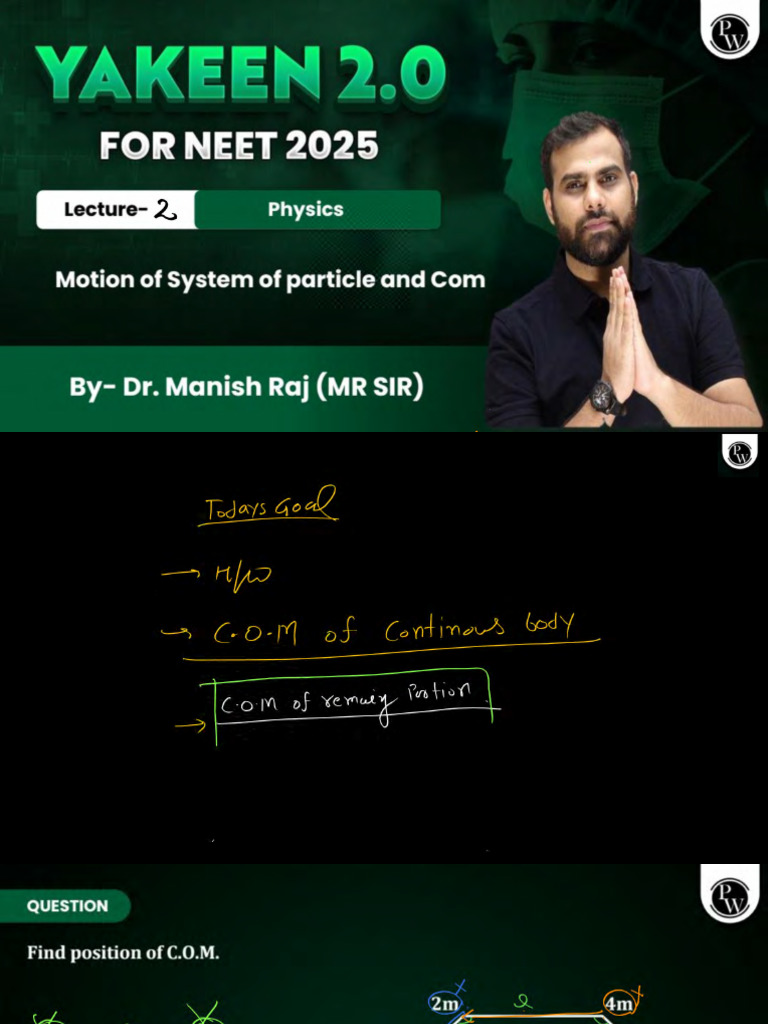 Centre of Mass and System of Particles, Collision - 241226 - 195651 | PDF