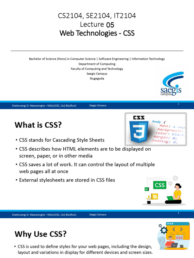 Web Technologies - Lecture 5 CSS | PDF | Internet | World Wide Web