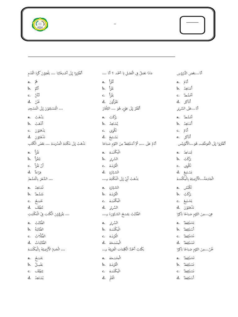 Soal UAS Ganjil Bahasa Arab Kelas 10, 11, & 12 MA | PDF