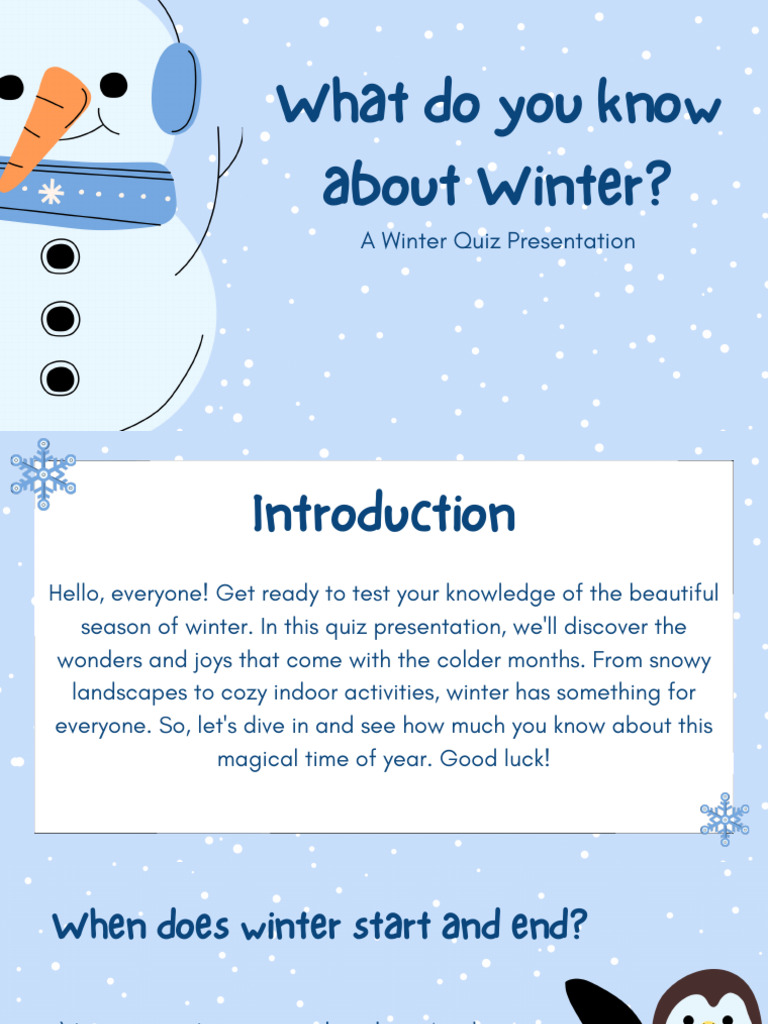 Winter Quiz Presentation in White and Blue Illustrative Style | PDF ...