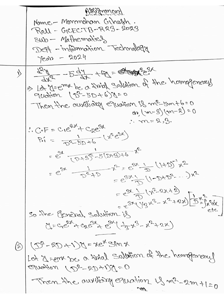 Monmohan Math Assignments | PDF