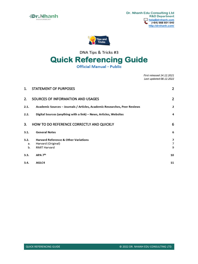 Quick Referencing Guide for Students | PDF | Citation | Competitive ...