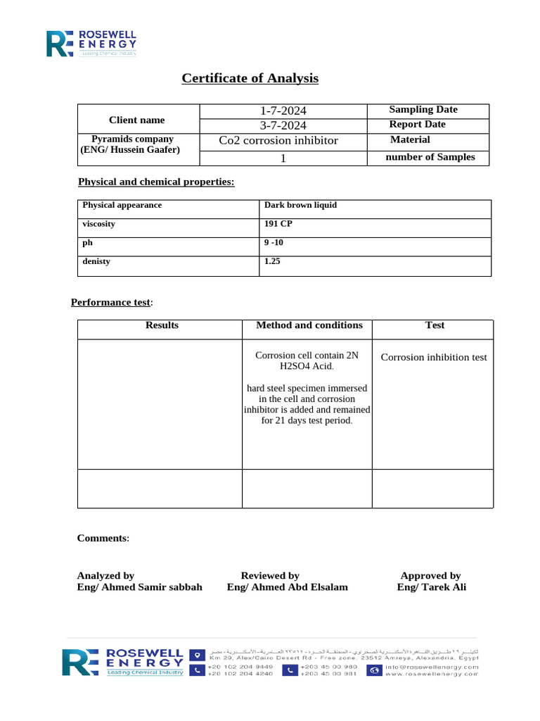 Certificate of Analysis Morpholine | PDF