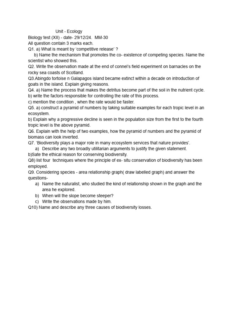 Ecology Test 12 | PDF