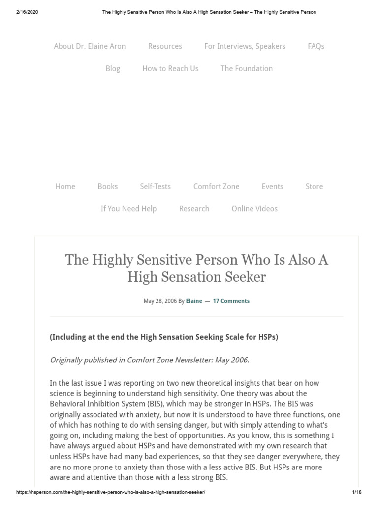 The Highly Sensitive Person Who Is Also A High Sensation Seeker – The ...
