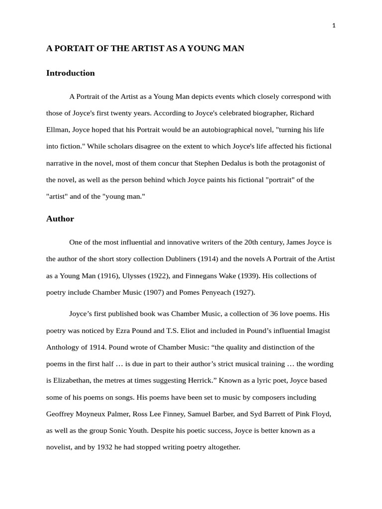 A Portrait of The Artist As A Young Man As A Typical Kunstleroman | PDF ...