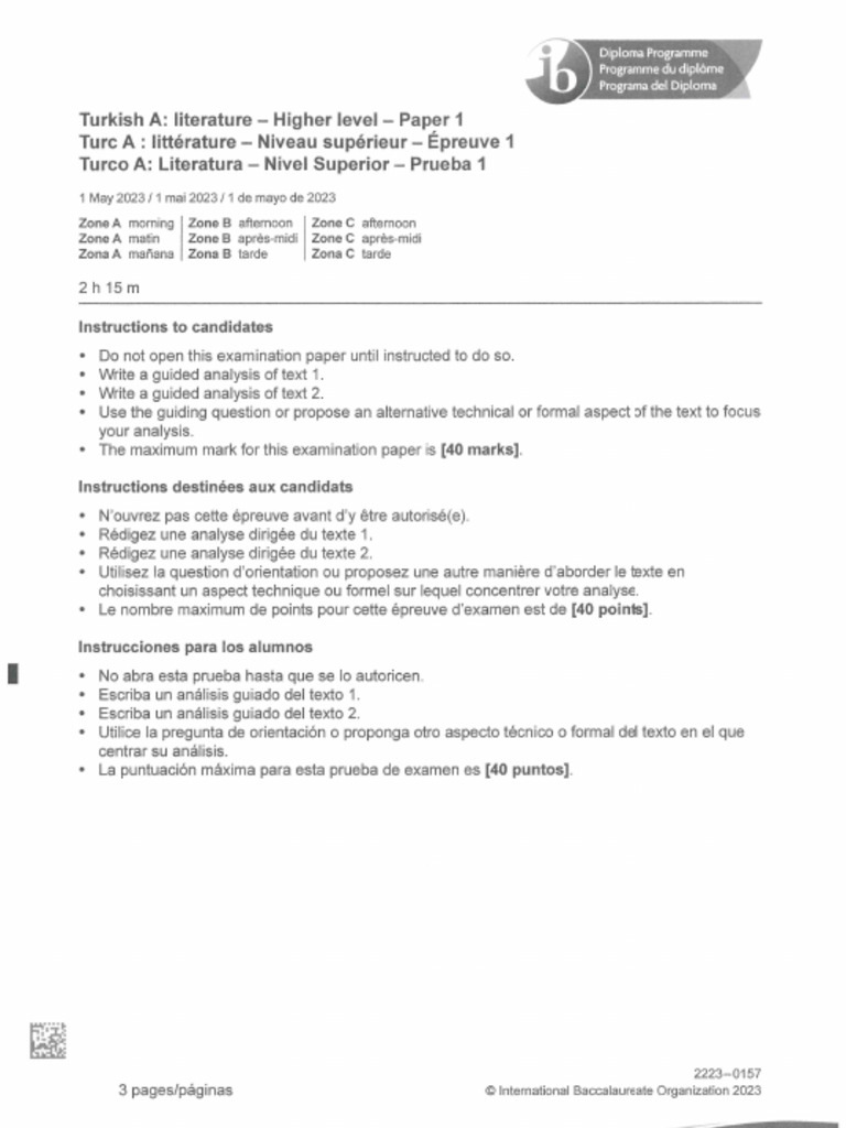 Paper 1 Lang A TURKISH LIT HL_240319_205416 | PDF